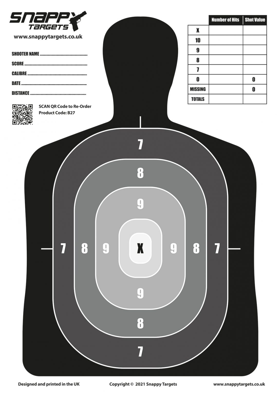 X-Large – A3 or A2 NATO Fig 11 Target (100 Pack) – Snappy Targets