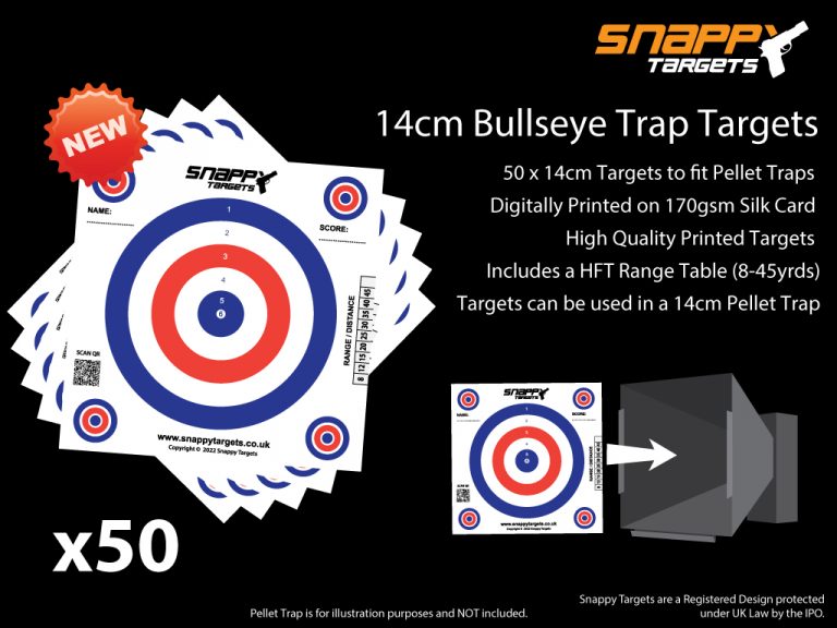 14cm Bullseye Targets (HFT) – 170gsm (50 Pack) – Snappy Targets